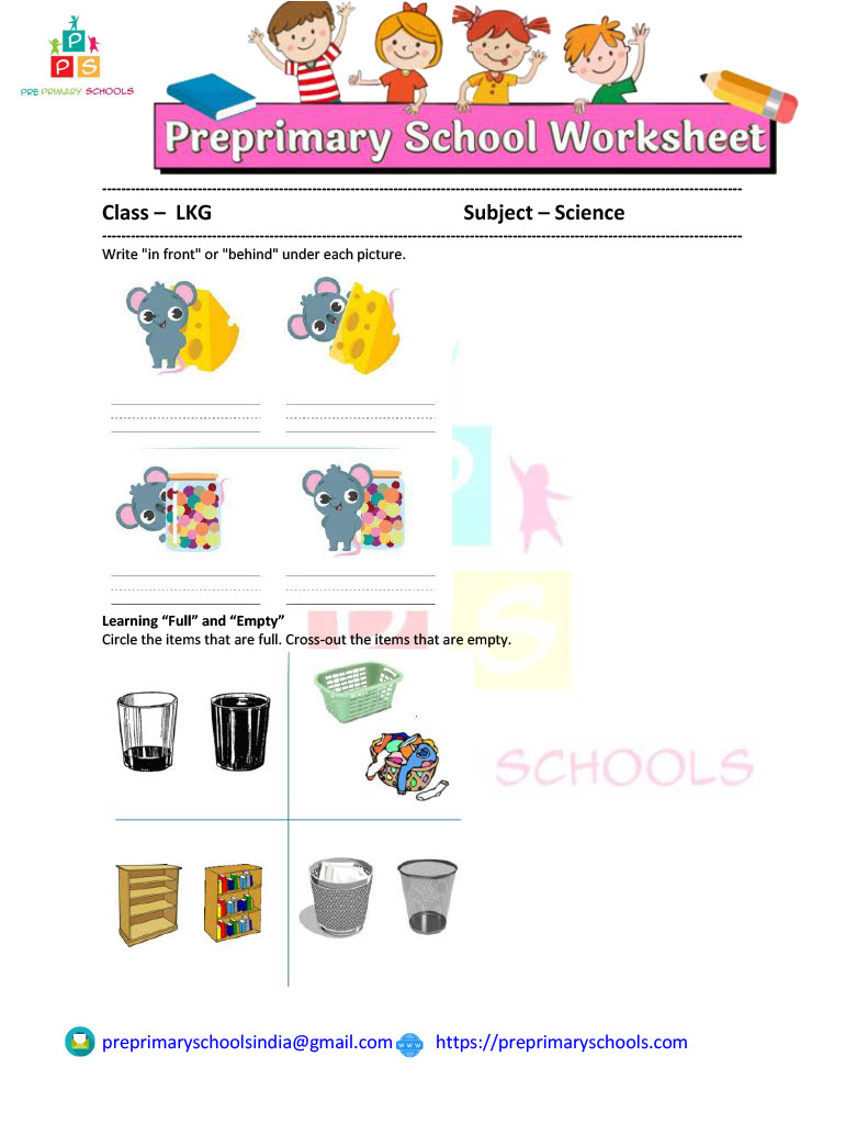 Front And Behind Kindergarten Worksheet Front And Behind Kindergarten Worksheet